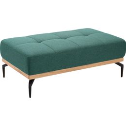 Hocker exxpo - SOFA FASHION Gr. B/H/T: 128 cm x 48 cm x 78 cm, Webvelours, mit Dekoholzleiste, braun (pine) Polsterhocker Sitzhocker