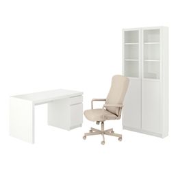 IKEA MALM/MILLBERGET / BILLY/OXBERG Schreibtisch+Aufbewahrungskombi