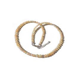 Bella Carina Perlenkette Echt Edel Opal Kette mit facettierten runden Perlen gelblich 7
