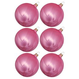 Thüringer Glasdesign Thüringer Glasdesign Weihnachtsbaumkugel Weihnachtskugel-Set Eislack rosa (6 St)