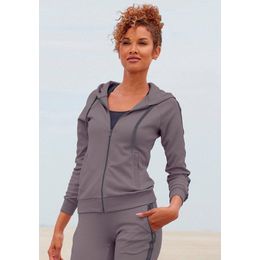 active by Lascana LASCANA ACTIVE Trainingsjacke mit Logo Tape an den Ärmeln, grau