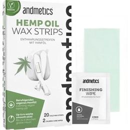 andmetics Körperpflege Wachsstreifen Hemp Oil Wax Strips 20 x Hemp Oil Wax Strips + 2 x Calming Care Wipes