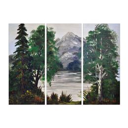 Bilderdepot24 Leinwandbild Bäume an einem Bergsee