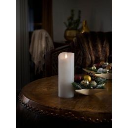 Konstsmide LED-Kerze Weihnachtsdeko (1-tlg), LED Echtwachskerze, weiß, mit 3D Flamme, Ø 7,5 cm, Höhe: 20,5 cm, weiß