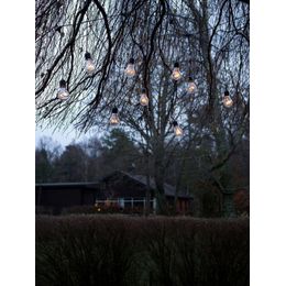 Konstsmide LED-Lichterkette Weihnachtsdeko aussen, 10-flammig, LED Biergartenkette, 10 klare Birnen / 80 bernsteinfarbene Dioden, schwarz