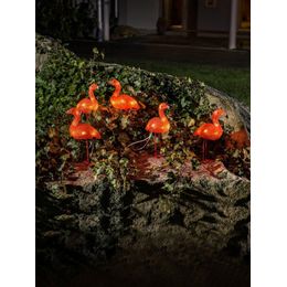 Konstsmide Weihnachtsfigur (1 St), LED Acryl Flamingos, 5er-Set, 40 bernsteinfarbene Dioden, orange