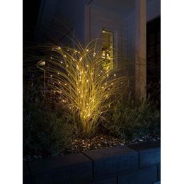 Konstsmide LED-Lichterkette Weihnachtsdeko aussen, 100-flammig, LED Tropfenlichterkette, 100 bernsteinfarbene Dioden, goldfarben