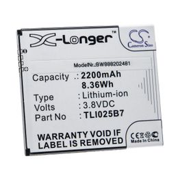 vhbw Ersatz für Alcatel TLI025B7 für Mobilfunk (2200 mAh, 3,8 V, Li-Ion) Smartphone-Akku Li-Ion 2200 mAh, schwarz