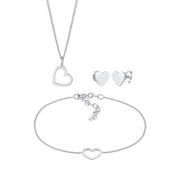 Elli Schmuckset Herz, Schmuckset Damen Gr&ouml;&szlig;e One Size silber
