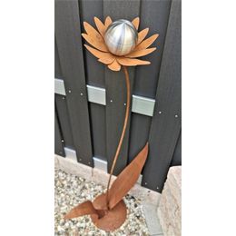 Jürgen Bocker - Gartenambiente Gartenstecker Blume Palermo 120 cm Kugel Edelstahl matt Cortenstahl Garten