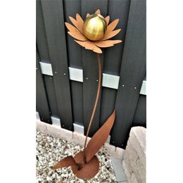 Jürgen Bocker - Gartenambiente Gartenstecker Blume Palermo Corten 120 cm Kugel gold matt Cortenstahl Garten