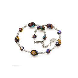Bella Carina Perlenkette Kette mit echtem Murano Gals Mosaik Perlen schwarz silber