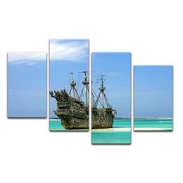 Bilderdepot24 Leinwandbild Piratenschiff in der Karibik