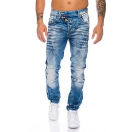 Cipo & Baxx Cipo & Baxx Regular-fit-Jeans Herren Jeans mit aufwendigen Nahtstrukturen und Knopfleiste Bunte Verschlussknöpfe für dezenten Hingucker