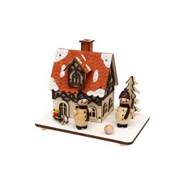 SIGRO Räuchermännchen Holz Räucherhaus mit Schneemännern