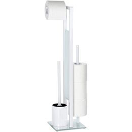 Wenko WC-Garnitur Rivalta, integrierter Toilettenpapierhalter und WC-Bürstenhalter, schwarz|weiß