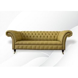 JVmoebel Chesterfield-Sofa Senf farbiger Chesterfield Dreisitzer luxus modernes Design