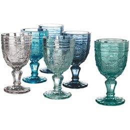 Villa d'Este Weinglas Syrah - blau, Glas, Gläser-Set, 6-teilig, Inhalt 235 ml, blau