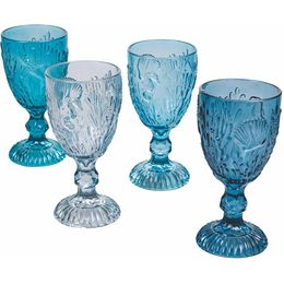Villa d'Este Weinglas Pantelleria Ocean, Set 4-teilig, Glas, Gläser-Set, 4-teilig, Inhalt 280 ml, blau