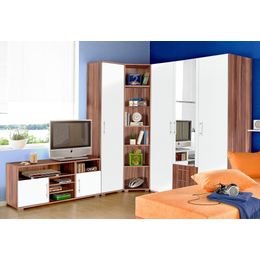 Jugendzimmer-Set Priess Schlafzimmermöbel-Sets Gr. mit 3-trg. Kleiderschrank, weiß (nussbaumfarben, weiß) Baby Komplett-Kinderzimmer