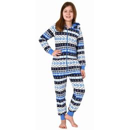 Normann Pyjama Mädchen Jumpsuit Overall Schlafanzug in Norweger Optik