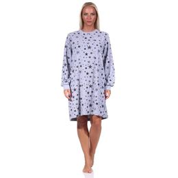 Normann Nachthemd Damen Frottee Nachthemd mit Bündchen in edlem Sterne Design