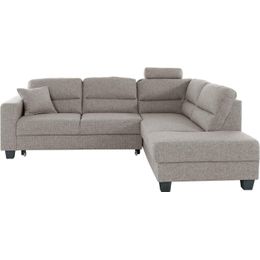 Trendmanufaktur Ecksofa Chamber, L-Form, wahlweise mit Schlaffunktion, grau