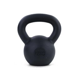 RAMROXX Kettlebell 12 kg Premium Gusseisen Kettlebell Kugelhantel Schwunghantel Schwarz