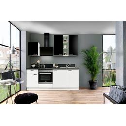 Express Küchen Express Küchen Küchenzeile Bari, mit Soft-Close-Funktion und Vollauszug, vormontiert, Breite 220 cm, schwarz|weiß