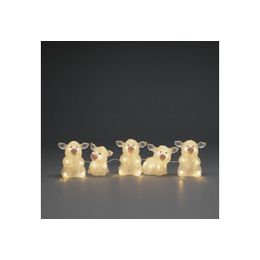 Konstsmide LED-Lichterkette Schwein, 40-flammig, LED Acryl Schweine 5-er Set, transparent, 40 warm weiße Dioden, weiß
