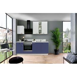 Express Küchen Express Küchen Küchenzeile Bari, mit Soft-Close-Funktion und Vollauszug, vormontiert, Breite 220 cm, blau|weiß