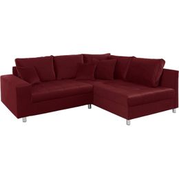 Mr. Couch Ecksofa Tobi 4, wahlweise mit Kaltschaum (140kg Belastung/Sitz), RGB-LED-Beleuchtung, rot