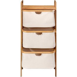 Welltime Badregal Belize, Standregal m. 3 Stoffkörben, Bambus, auch als Wäschesammler einsetzbar, beige|braun