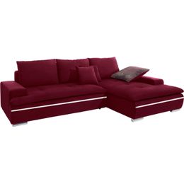 Mr. Couch Ecksofa, wahlweise mit Kaltschaum (140kg Belastung/Sitz), Bettfunktion, rot