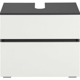 Home Affaire Waschbeckenunterschrank Wisla Siphonausschnitt, Push-to-open-Funktion, Breite 60cm, Höhe 55 cm, grau|weiß