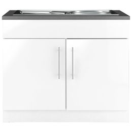 Wiho-Küchen wiho Küchen Spülenschrank Cali 100 cm breit, grau|weiß