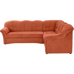 DOMO collection Ecksofa Papenburg B/T/H: 242/190/84 cm L-Form, wahlweise mit Bettfunktion, Langer Schenkel links oder rechts, orange