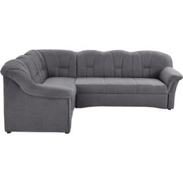 DOMO collection Ecksofa Papenburg B/T/H: 242/190/84 cm L-Form, wahlweise mit Bettfunktion, Langer Schenkel links oder rechts, grau