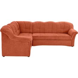 DOMO collection Ecksofa Papenburg B/T/H: 242/190/84 cm L-Form, wahlweise mit Bettfunktion, Langer Schenkel links oder rechts, orange