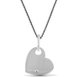 Firetti Kette mit Anhänger Schmuck Geschenk Silber 925 Halskette Herz+Liebe Venezianerkette, mit Zirkonia, silberfarben|weiß
