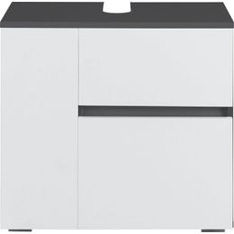 Home Affaire Waschbeckenunterschrank Wisla Siphonausschnitt, Tür Push-to-open-Funktion, Breite 60 cm, Höhe 55 cm, grau|weiß