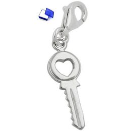 unbespielt Kettenanhänger Kettenanhänger Charm Anhänger Schlüssel mit Herz 925 Silber 17 x 7 mm inkl. Schmuckbox