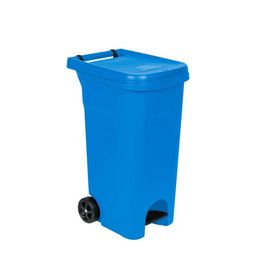 Kreher Mülltonnenbox Mehrzwecktonne 80 Liter mit Pedal in Blau