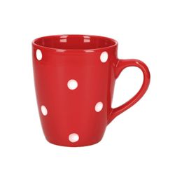 Van Well Becher Kaffeebecher Emily 39cl rot mit weißen Punkten
