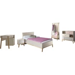 Gami Jugendzimmer-Set Alika, (Set, 5-St., Kleiderständer, Bett und Nachttisch,Kommode und ein Schreibtisch), braun