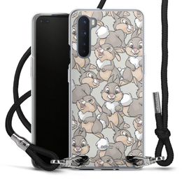 DeinDesign Handyhülle Disney Klopfer Bambi Thumper Pattern, OnePlus Nord Handykette Hülle mit Band Case zum Umhängen, weiß