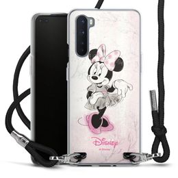 DeinDesign Handyhülle Minnie Mouse Disney Vintage Minnie Watercolor, OnePlus Nord Handykette Hülle mit Band Case zum Umhängen, weiß