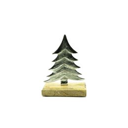 HTI-Living Dekofigur Aluminium-Weihnachtsbaum auf Holzsockel (1 St.