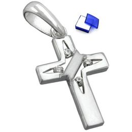 unbespielt Kreuzanhänger Anhänger Kreuz mit Zirkonias 925 Silber 19 x 12 mm inkl. Schmuckbox