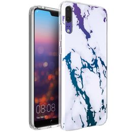 CoolGadget Handyhülle Handy Case Silikon Motiv Series für Huawei P20 5,8 Zoll, Hülle mit hochauflösendem Muster für P20 Schutzhülle, Marmor Filigran